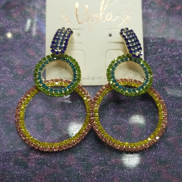 Viola | Jewelry | Custom Multi Color Rhinestone Earrings | Poshmark